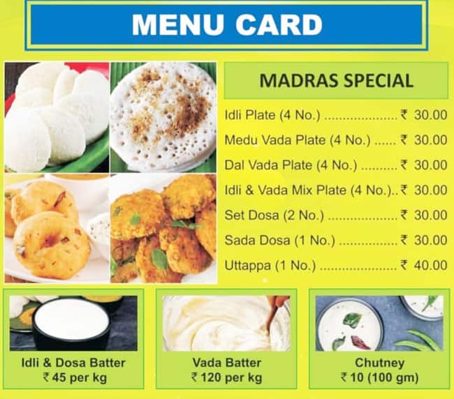 Menu of Madras Fast Food, Borivali East, Mumbai
