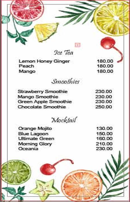 Menu of Spoonful, Southern Avenue, Kolkata
