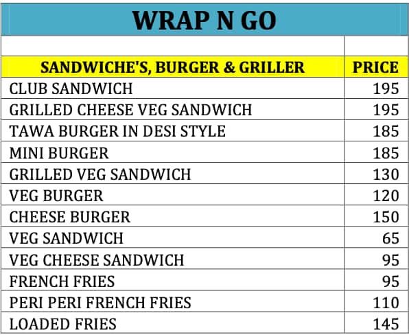 Menu of Wrap N Go, Borivali West, Mumbai