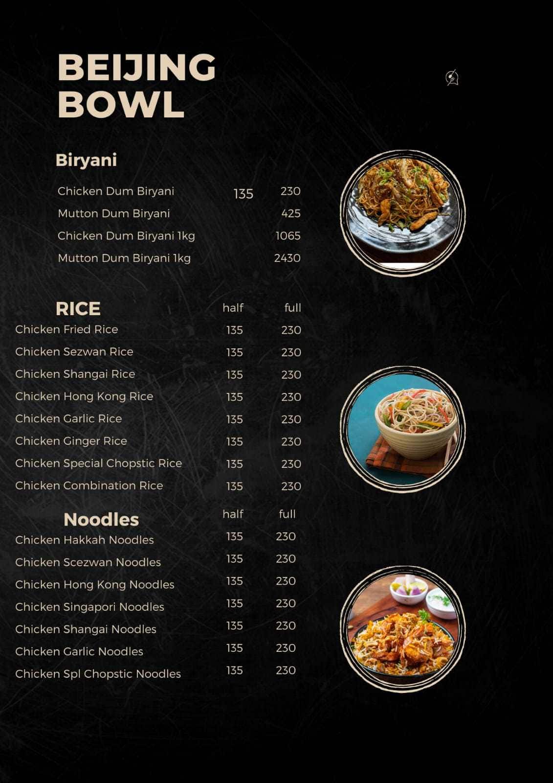 Menu of Beijing Bowl, Ravet, Pune
