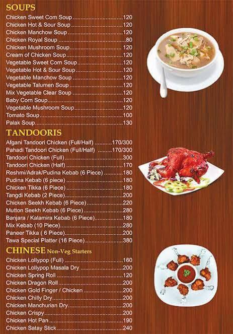 Menu of Chop King, Mansarovar, Jaipur