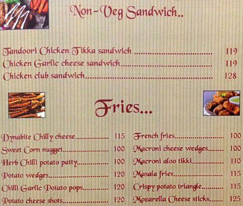 Menu at Cafe Loopy Latte, Kolkata