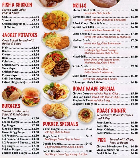 Menu at Pop In Cafe, Mitcham, 257 London Rd