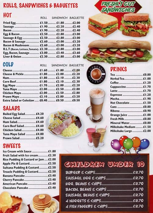 Menu at Pop In Cafe, Mitcham, 257 London Rd