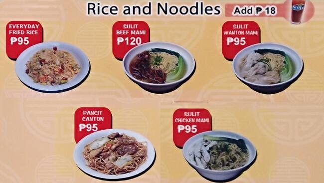 Menu at Noodles Everyday restaurant, Manila, JX3F+6F2