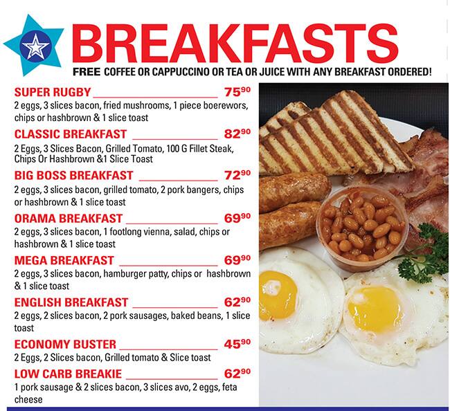 Menu at Orama Roadhouse restaurant, Boksburg