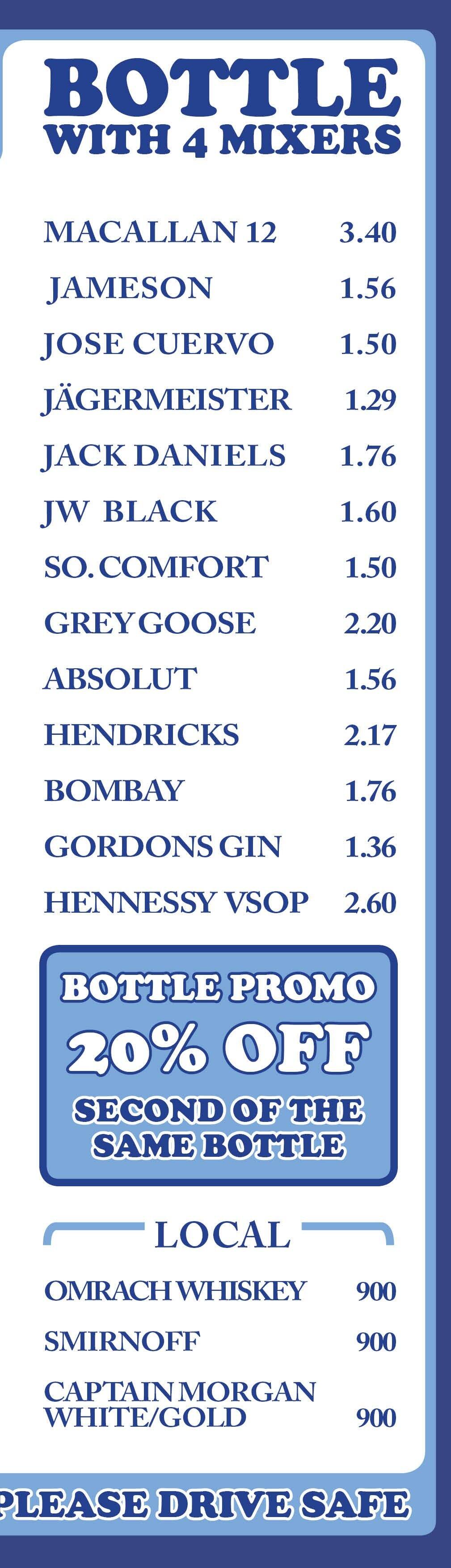 Menu at de Hooi pub & bar, Jakarta