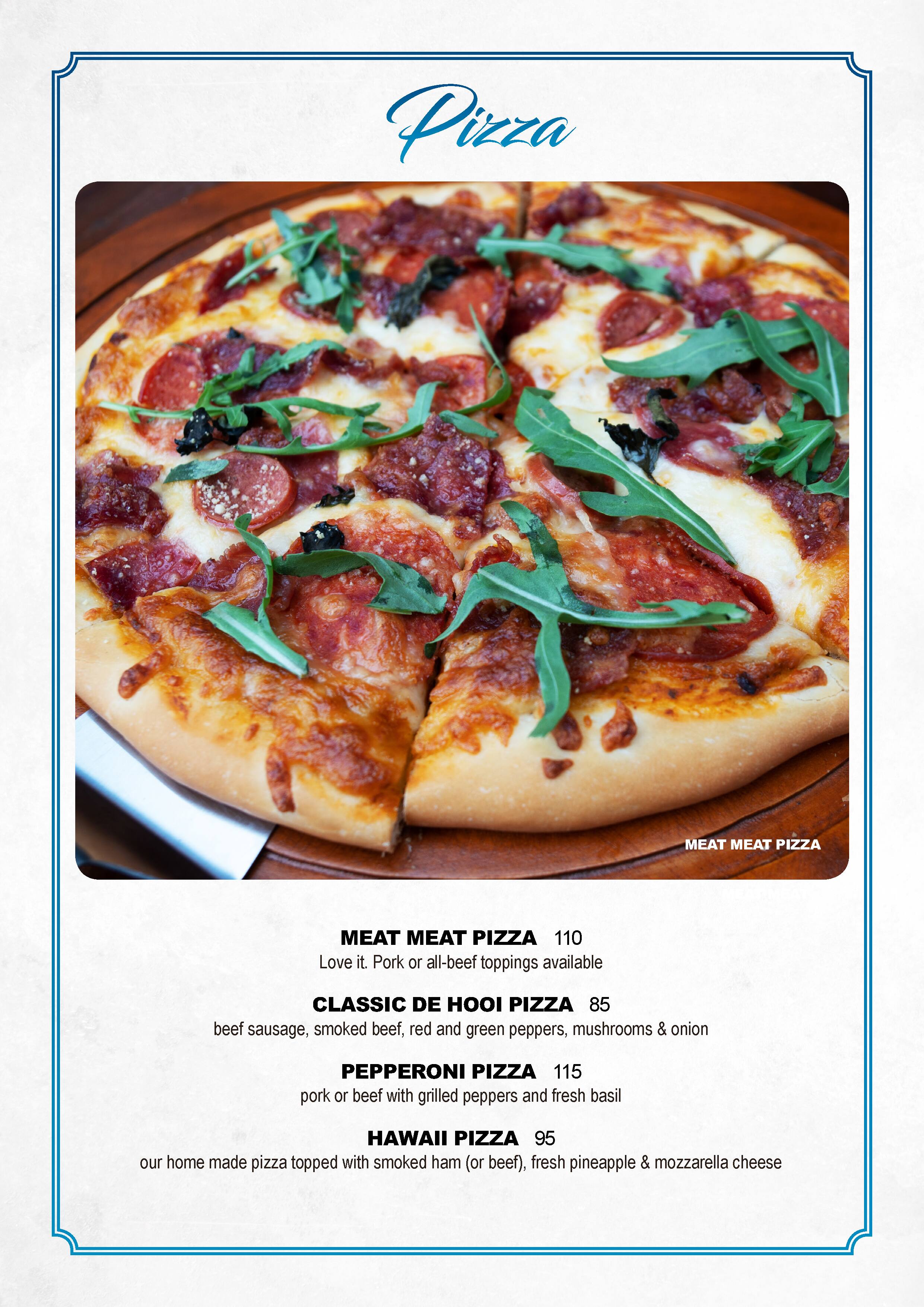 Menu at de Hooi pub & bar, Jakarta