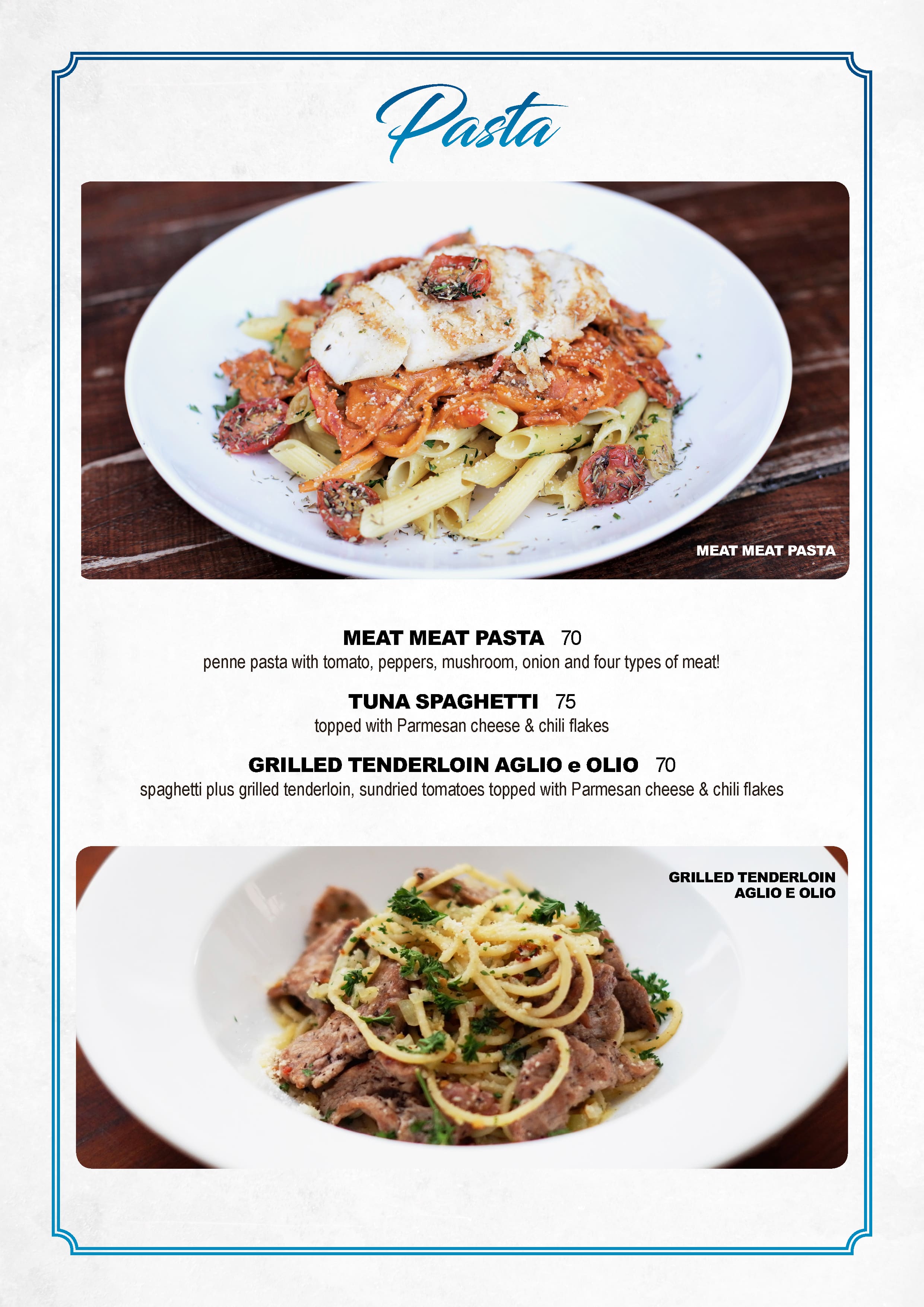 Menu at de Hooi pub & bar, Jakarta