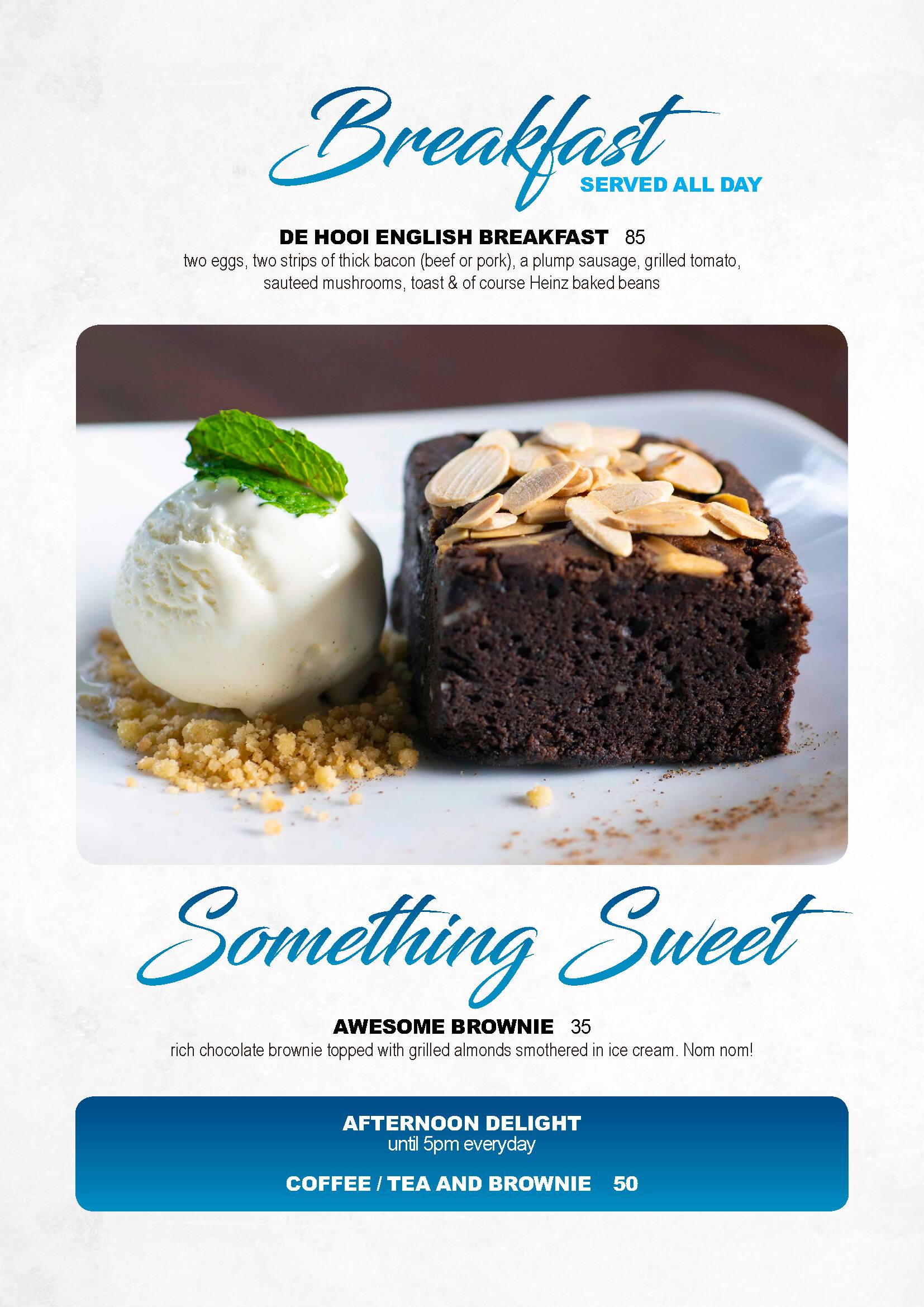 Menu at de Hooi pub & bar, Jakarta