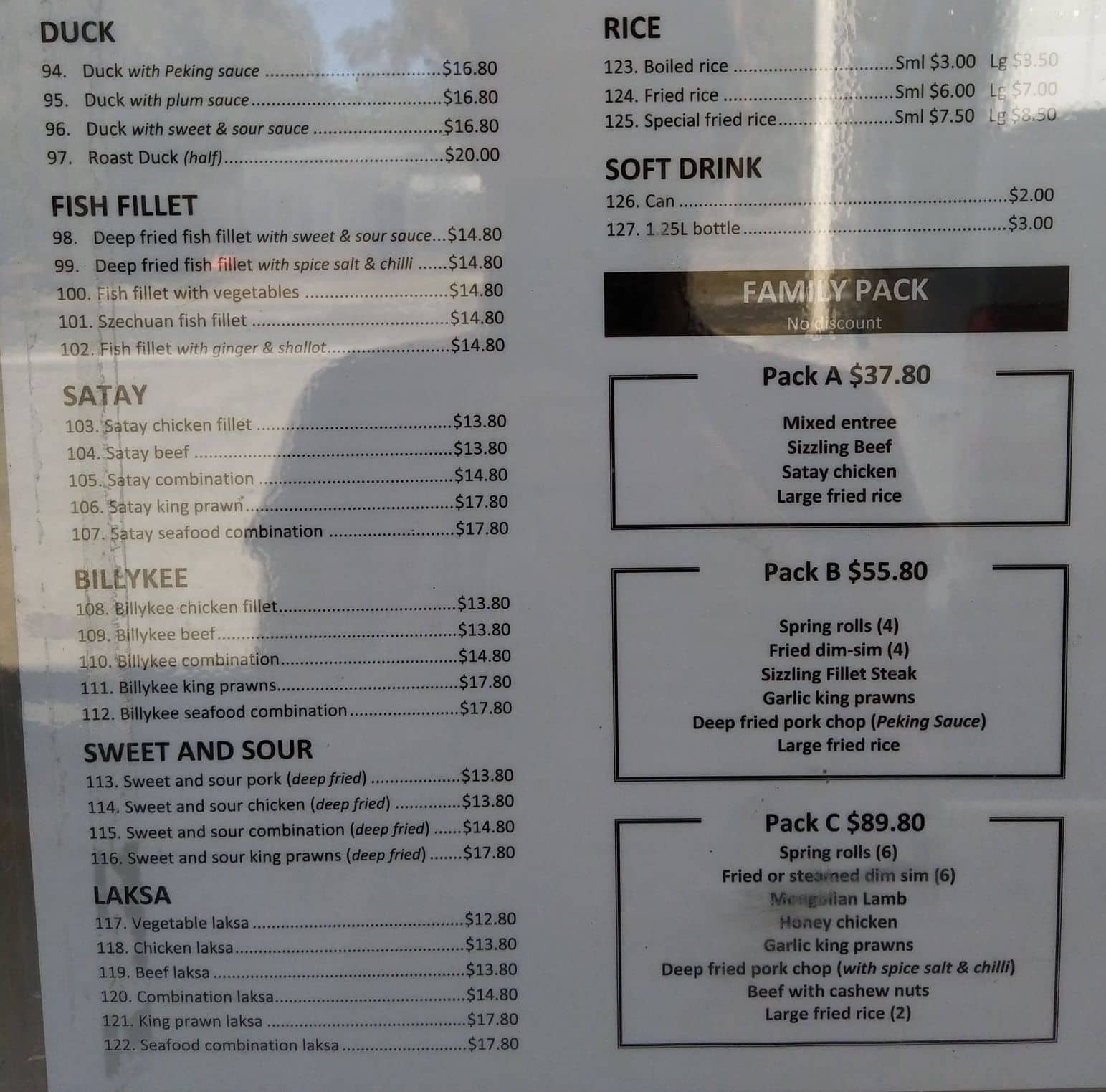 Menu at Hk Food House restaurant, Menai