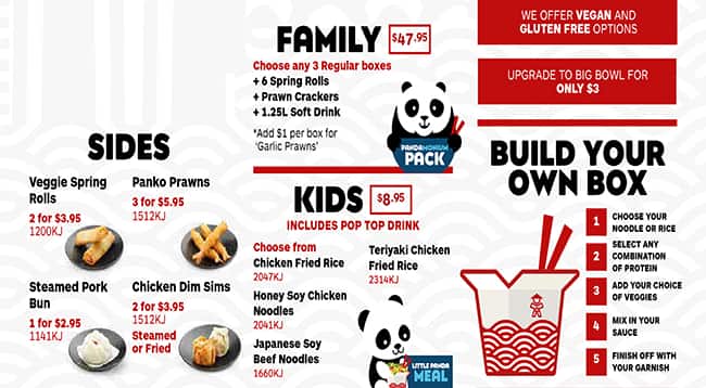 Menu at Noodle House restaurant, Innisfail