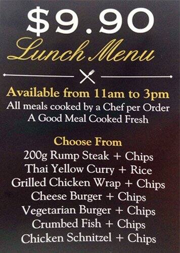 Menu at Down Under Bar & Grill, Brisbane City