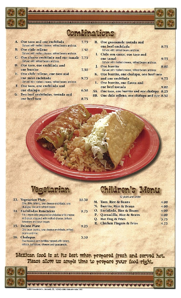 Menu at Old Mexico Mexican Restaurant, Dothan, Ross Clark Cir