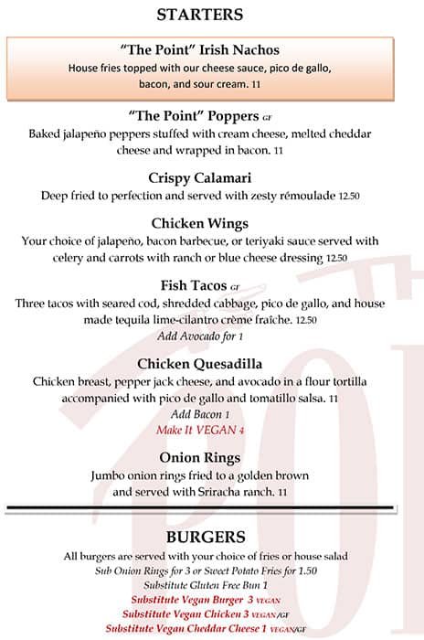Menu at The Point Pub & Grill, Central Point, 311 E Pine St