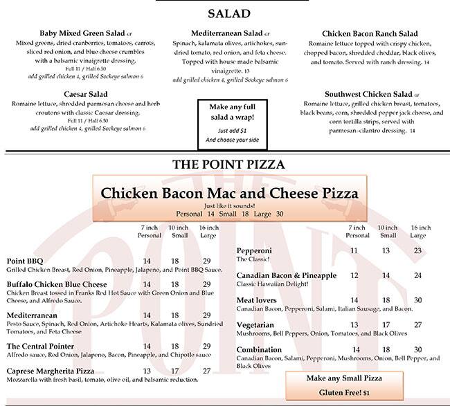 Menu at The Point Pub & Grill, Central Point, 311 E Pine St
