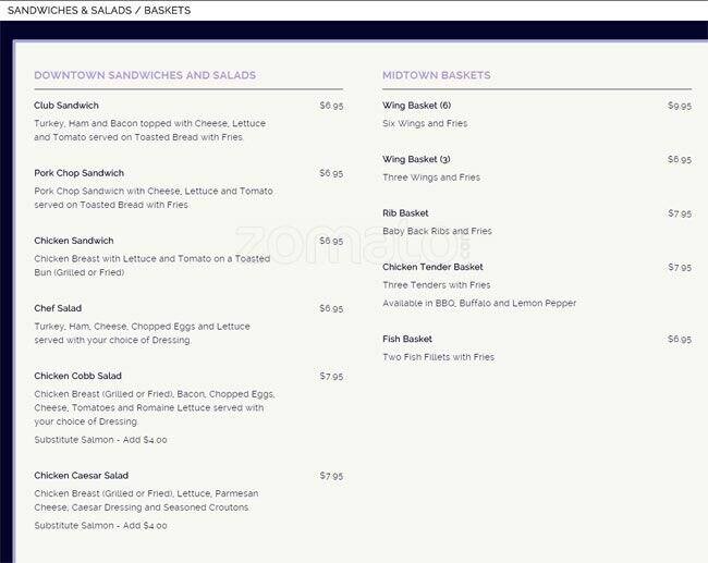 Menu at Midtown Live Sports Cafe, Austin