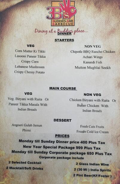 3B's - Buddies, Bar & Barbecues Menu - Zomato
