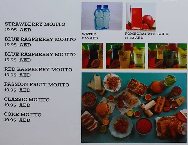 Menu at Doner Box restaurant, Abu Dhabi