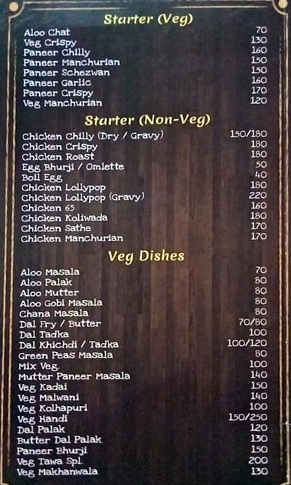 Menu of Tawa Restaurant, Turbhe, Navi Mumbai