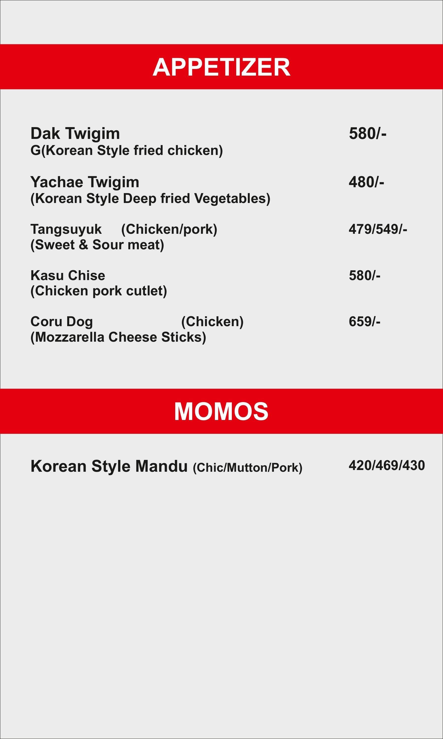 Menu at Kalsang Restaurant, Ludhiana