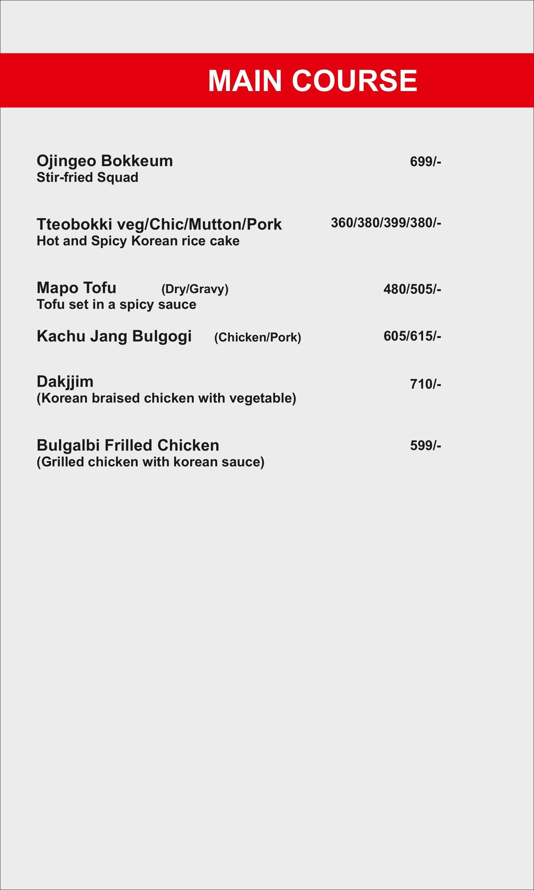 Menu at Kalsang Restaurant, Ludhiana