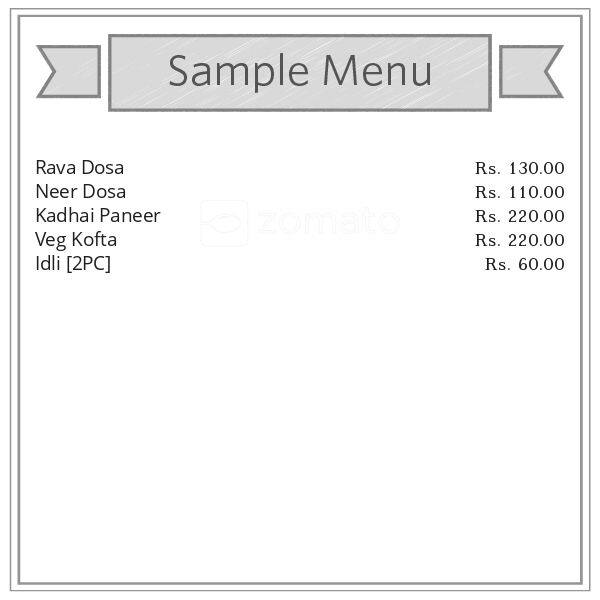Menu of New Udupi Upahar, Richmond Road, Bangalore