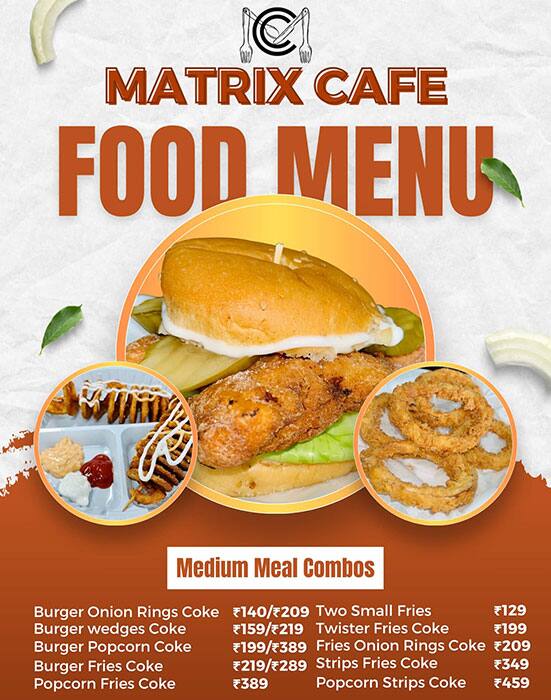 Menu of Matrix Cafe, Virar, Mumbai
