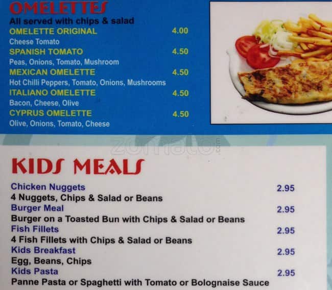 Menu at Leisure Cafe, London