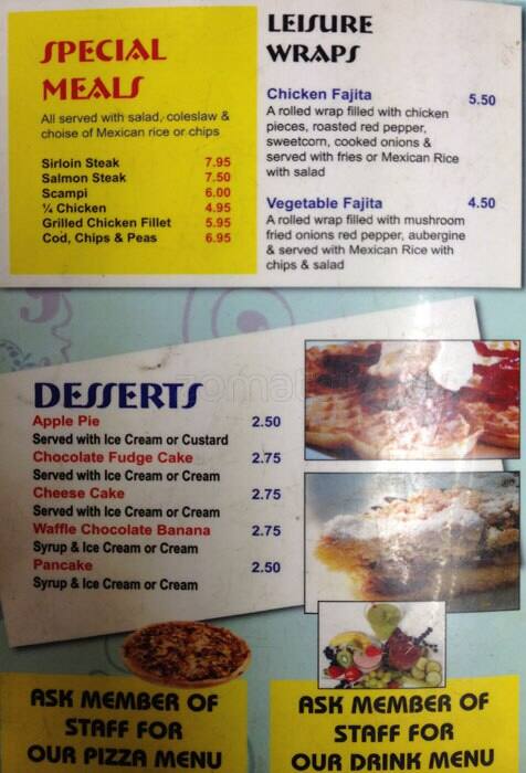 Menu at Leisure Cafe, London