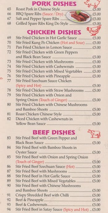 Menu at Big Chef Chinese Takeaway fast food, London, 106 Acre Ln