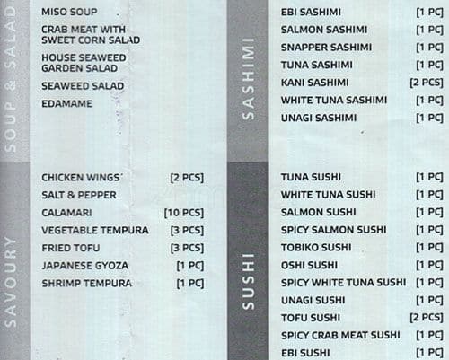 Menu at Su&Shi Burrito restaurant, Mississauga, 100 City Centre Dr