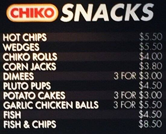 Chiko Chip Shop Menu, Menu for Chiko Chip Shop, Docklands, Melbourne ...