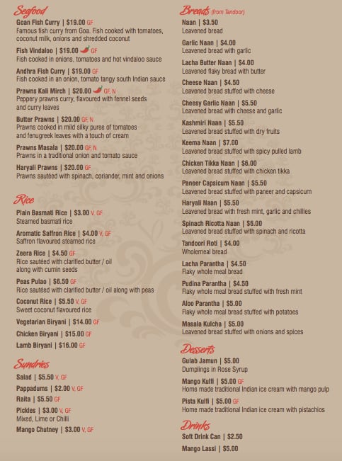 Menu at Jashn - Torquay restaurant, Torquay, 38 Bell St