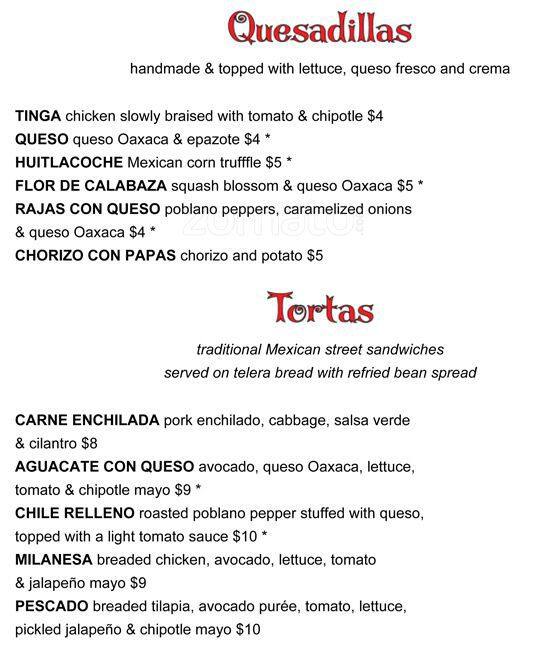 Menu at Chavela's pub & bar, New York City, 736 Franklin Ave