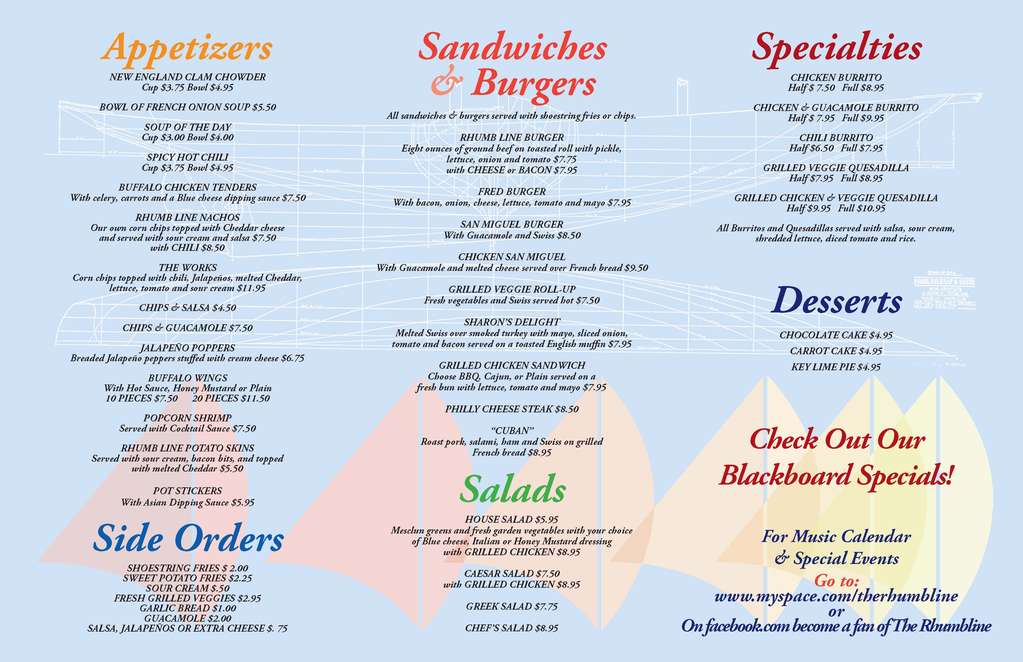 Menu at The Rhumb Line Bar & Restaurant, Gloucester