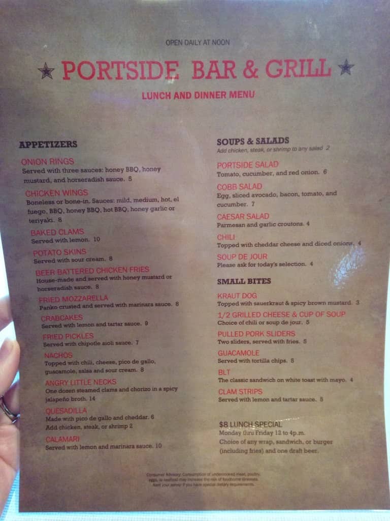 Menu at Portside Bar & Grill, Port Jefferson