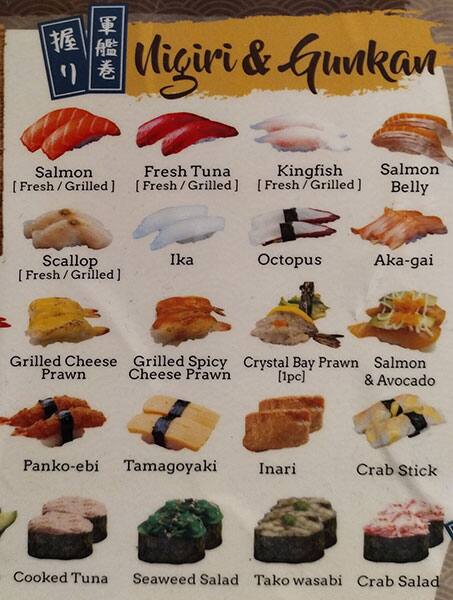 Menu at Fugetsu restaurant, Haymarket