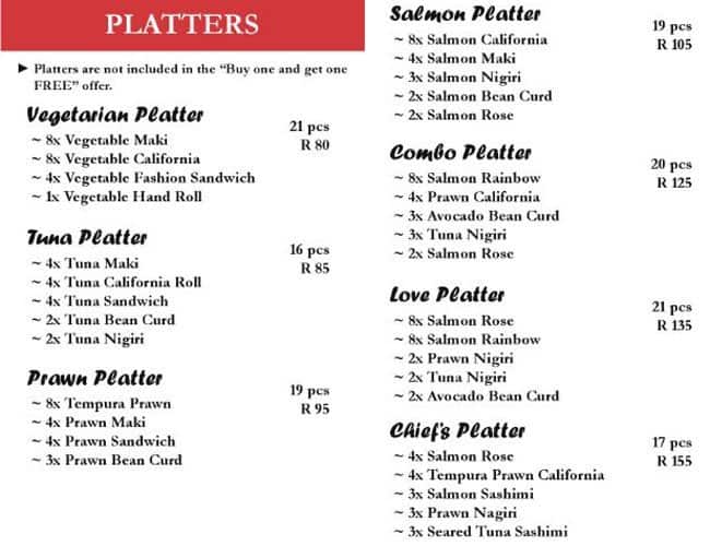 Menu at Dala Mala Asian Cuisine & Sushi Bar, Bloemfontein, Shop 9