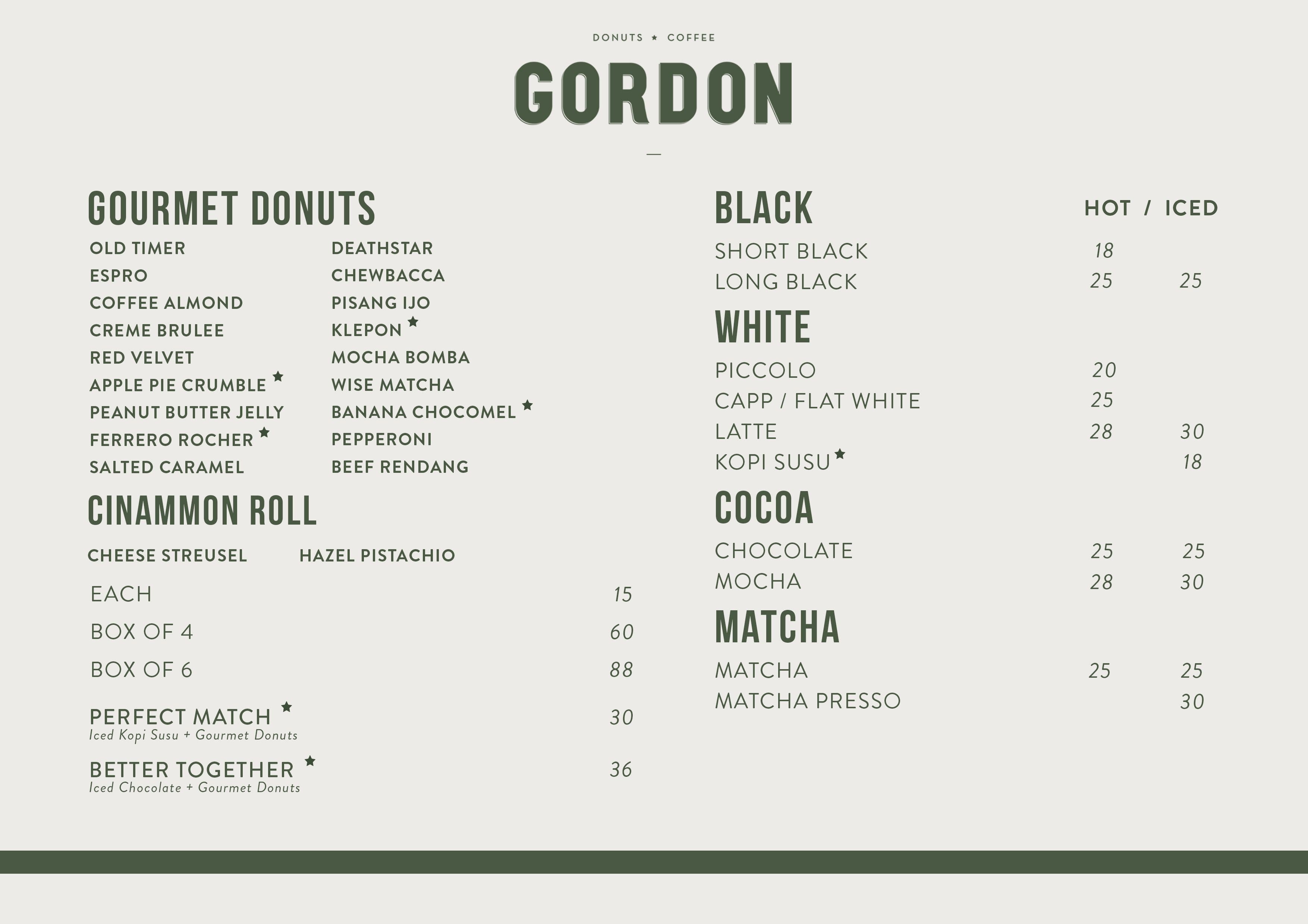 Menu at Gordon Donuts & Coffee - WTC cafe, South Jakarta