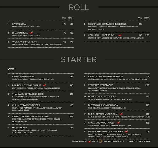 Menu at Eastern Wok, Mumbai