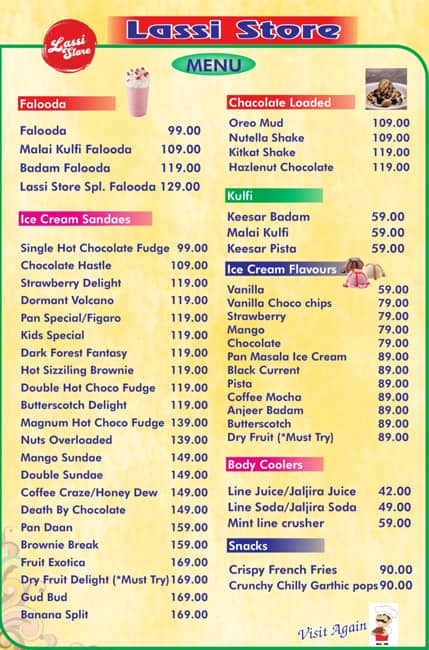 Menu of Lassi Store, Dilsukhnagar, Hyderabad