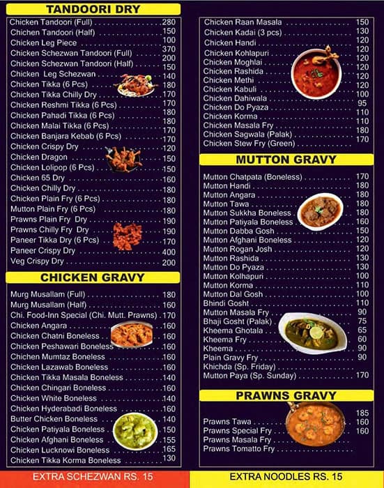 Menu of FoodInn Restaurant, Marol, Mumbai
