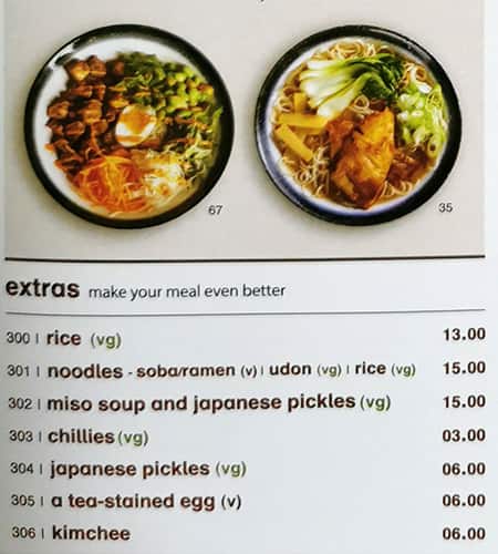 Menu at Wagamama restaurant, Dubai, The greens community centre