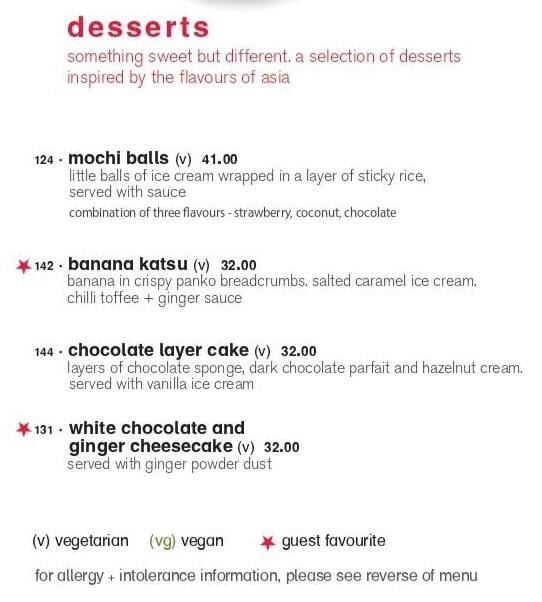 Menu at Wagamama restaurant, Dubai, Dubai Mall