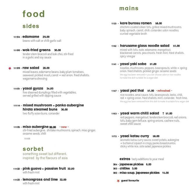 Menu at Wagamama restaurant, Dubai, Dubai Mall
