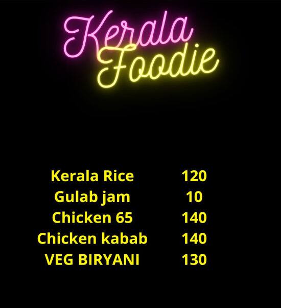 Menu of Kerala Foodie, BTM, Bangalore