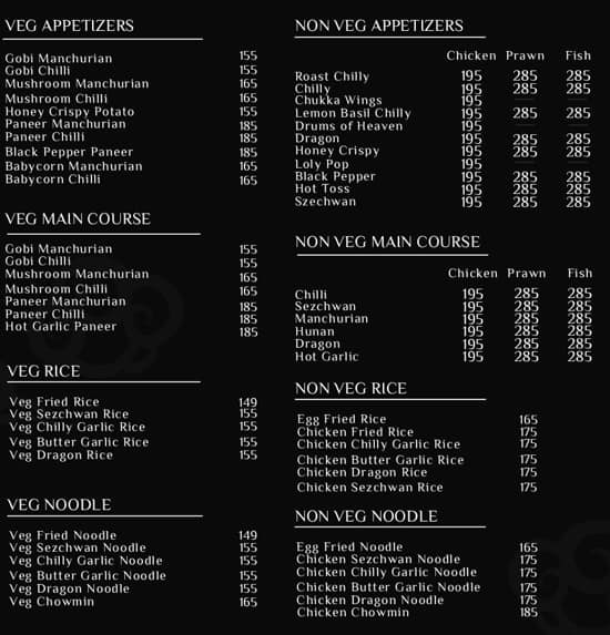 Menu of Chinese Chow, Whitefield, Bangalore