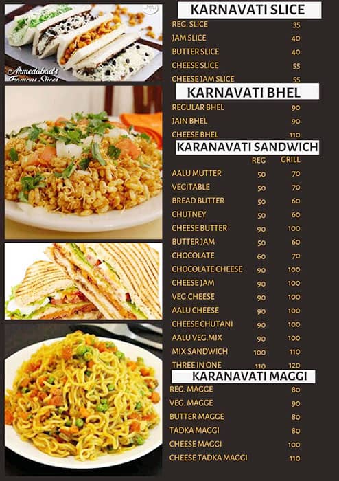 Menu of Karnavati Fast Food, Gota, Ahmedabad