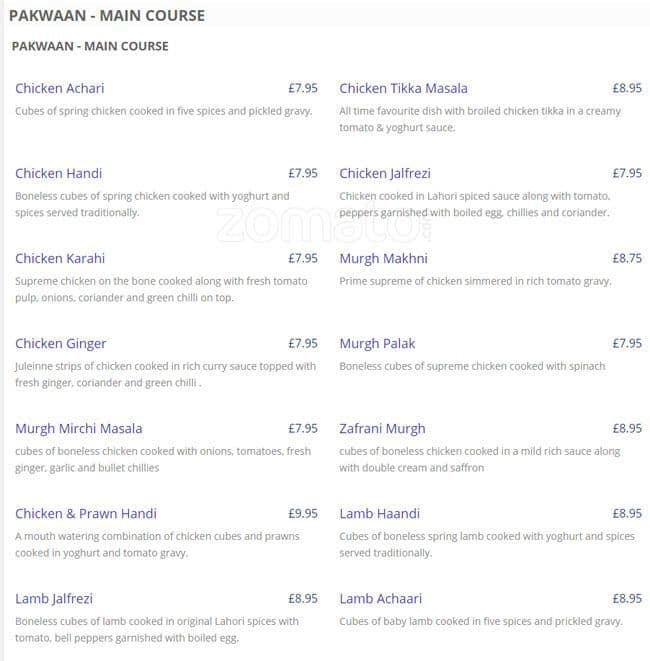 Menu at Mughal-e-Azam Restaurant & Banqueting, Birmingham